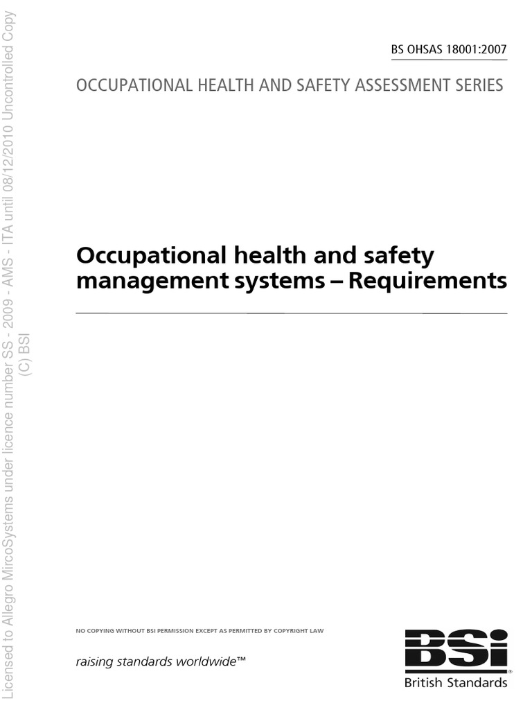 Ohsas 18001 - 2007 | PDF | Risk | Occupational Safety And Health