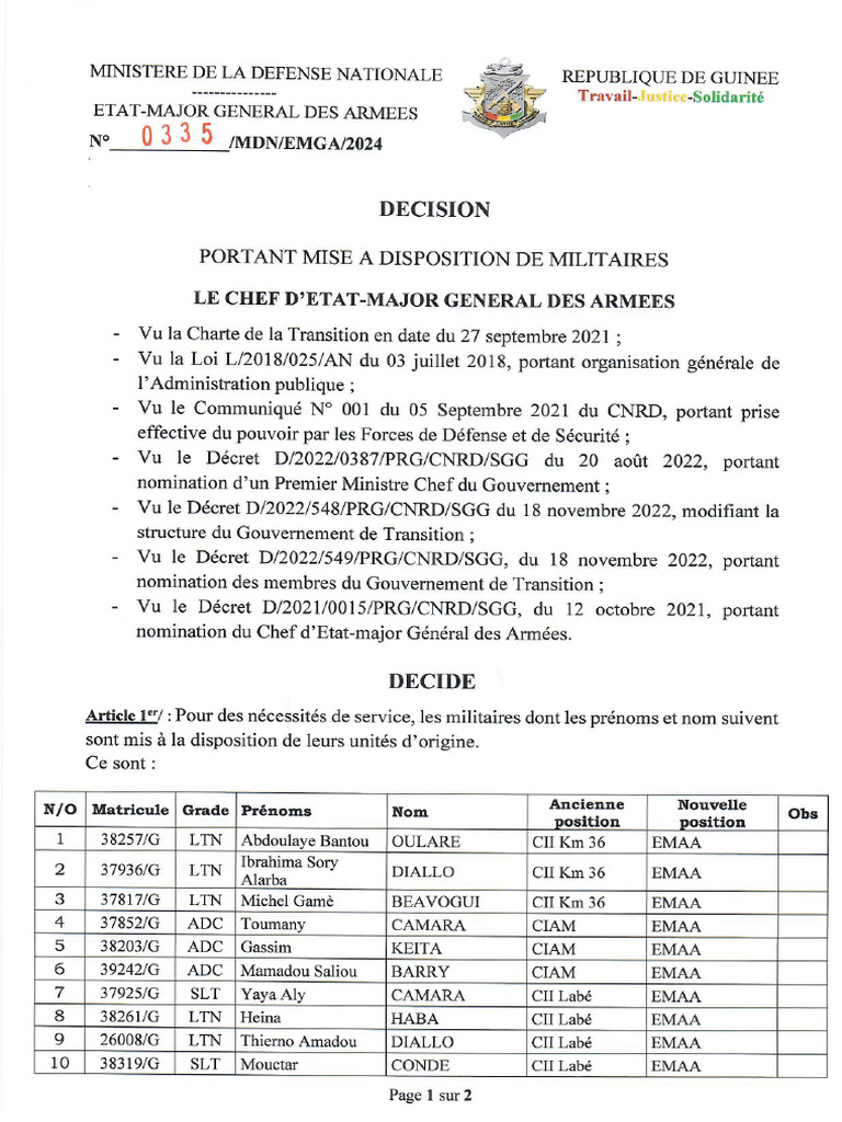 Mise Disposition de Militaires | PDF