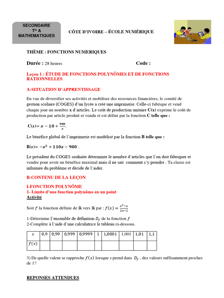 Cours Maths Tle A Apc Ecole Online | PDF