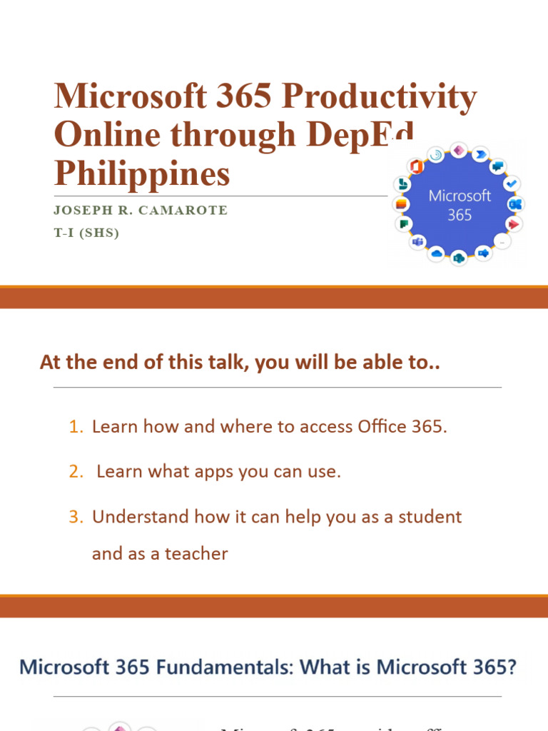 Microsoft 365 Productivity Online Through DepEd Philippines | PDF