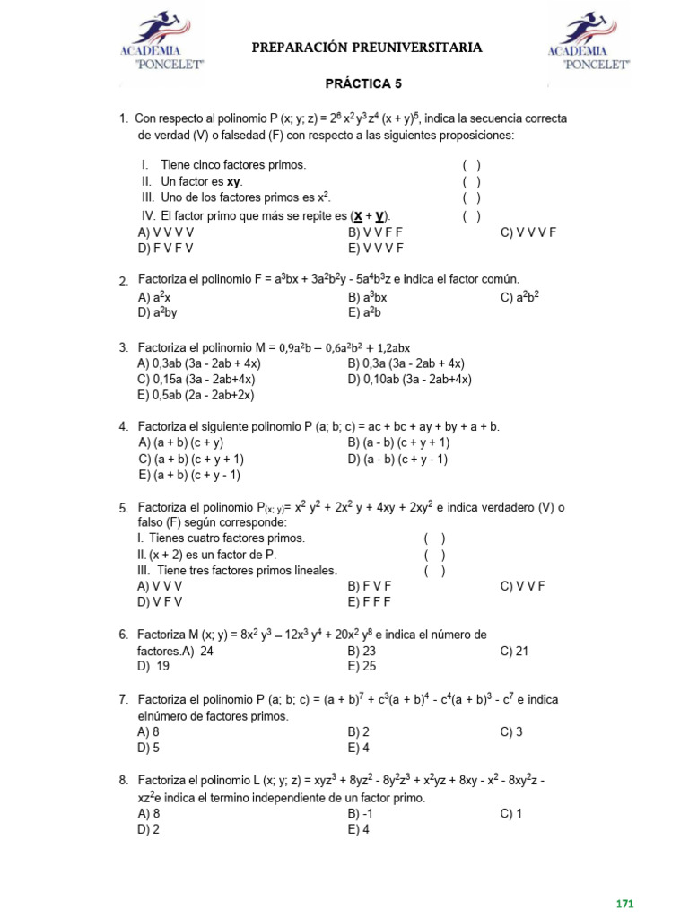 Algebra | PDF | Factorización | Matemáticas