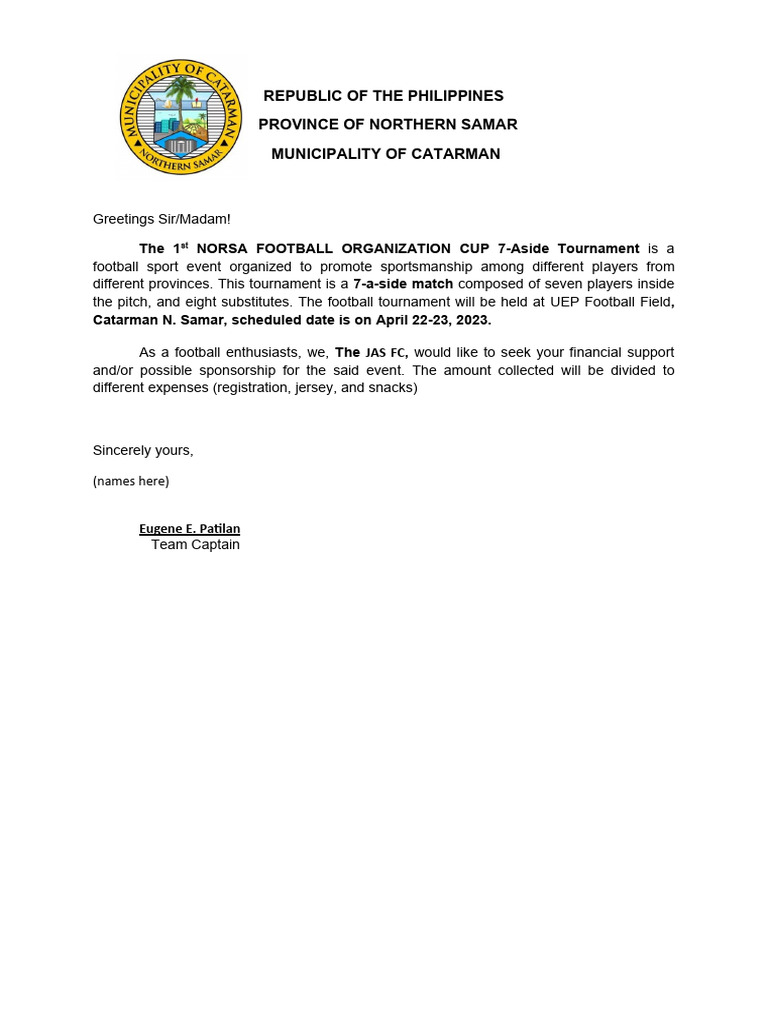 Football Solicitation New | PDF