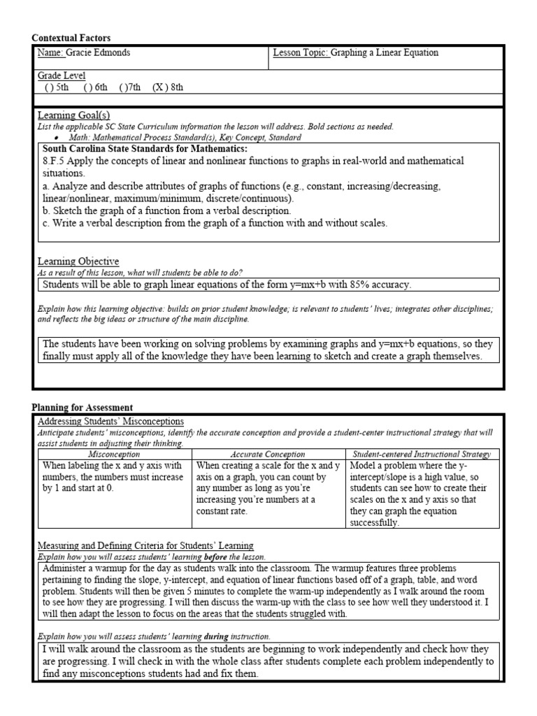1-Scoe Lesson Planning Template Fa23 1 2 | PDF | Mathematics | Learning