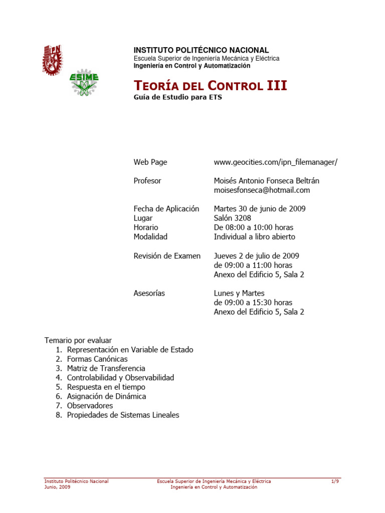 TC 304 Guia ETS | PDF | Automatización | Teoría de control