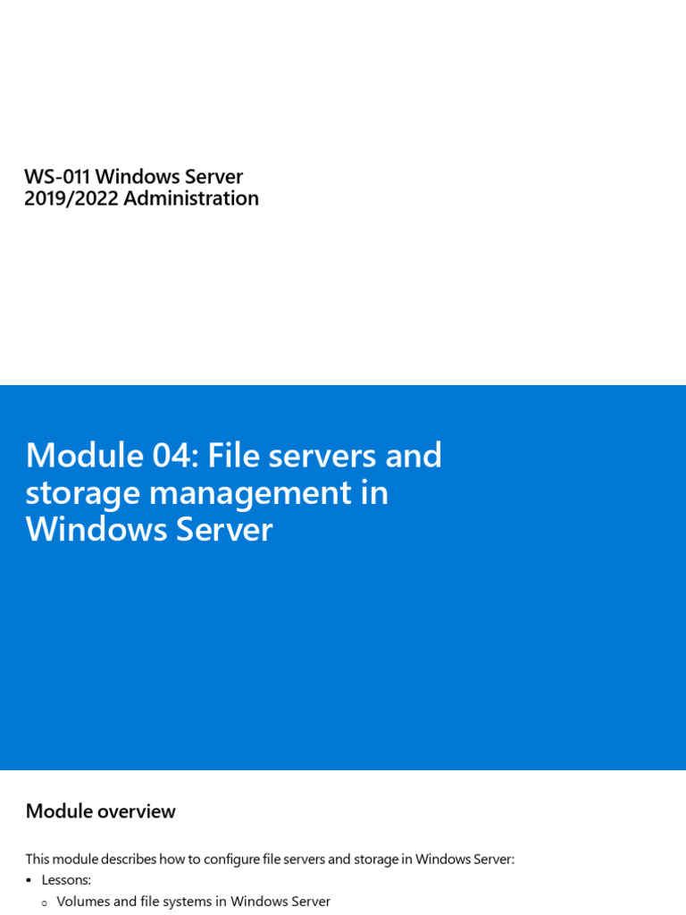 WS-011 Windows Server 2019/2022 Administration | PDF | File System | Computer File