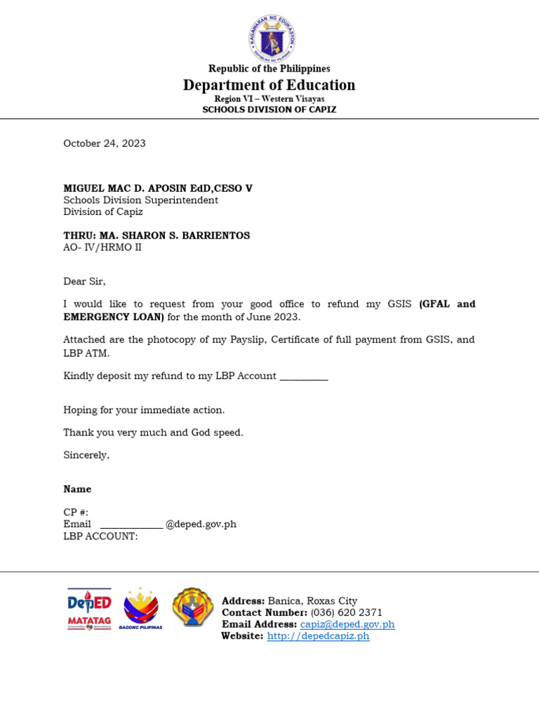 Letter Sample For Refund | PDF