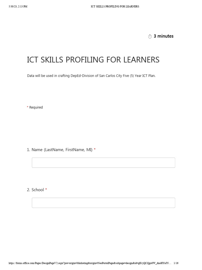 Ict Skills Profiling For Learners | PDF