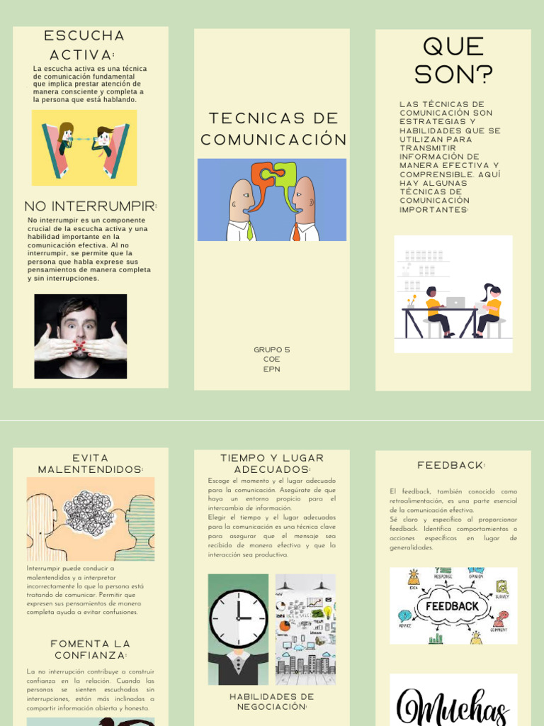 Folleto Tríptico TECNICAS DE COMUNICACIÓN | PDF