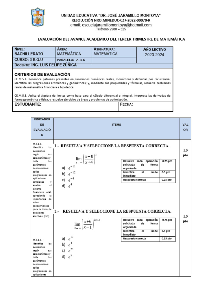 Matemática 3bgu B | PDF | Integral | Derivado
