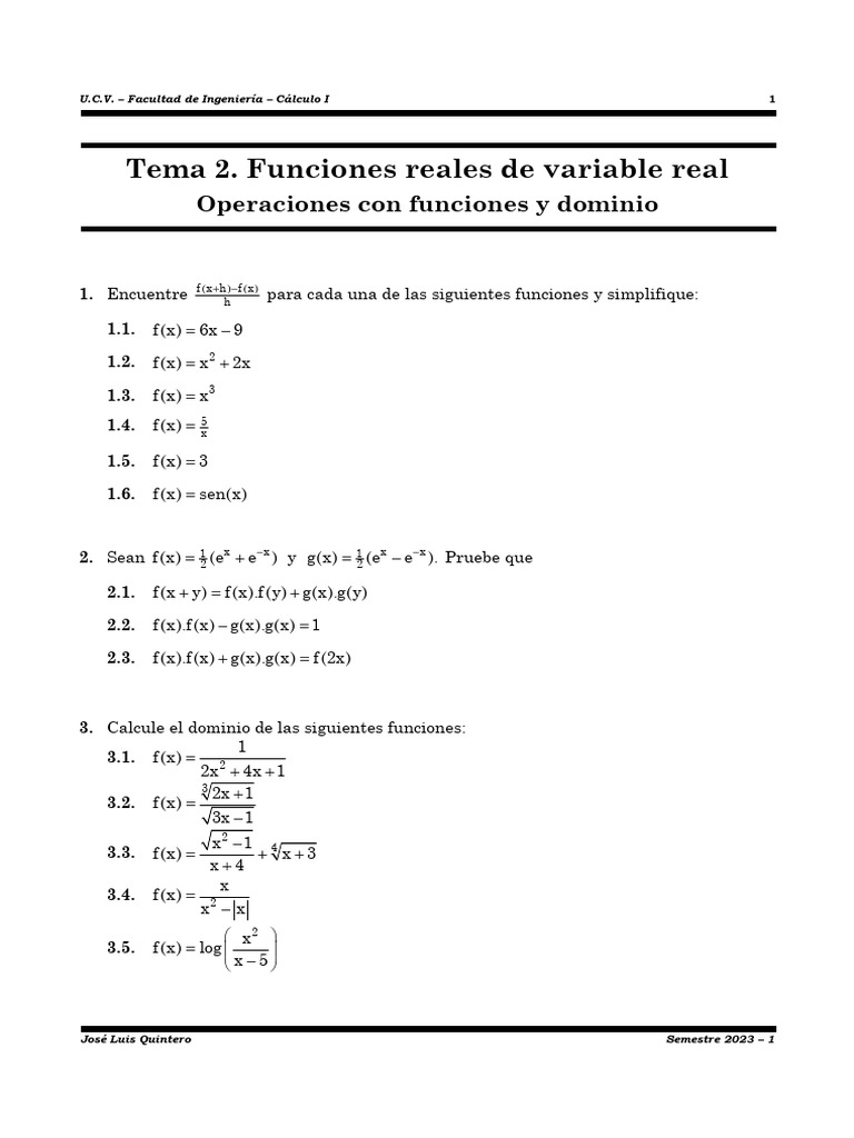 Guia Tema 2 (Funciones) | PDF | Álgebra | Objetos matemáticos