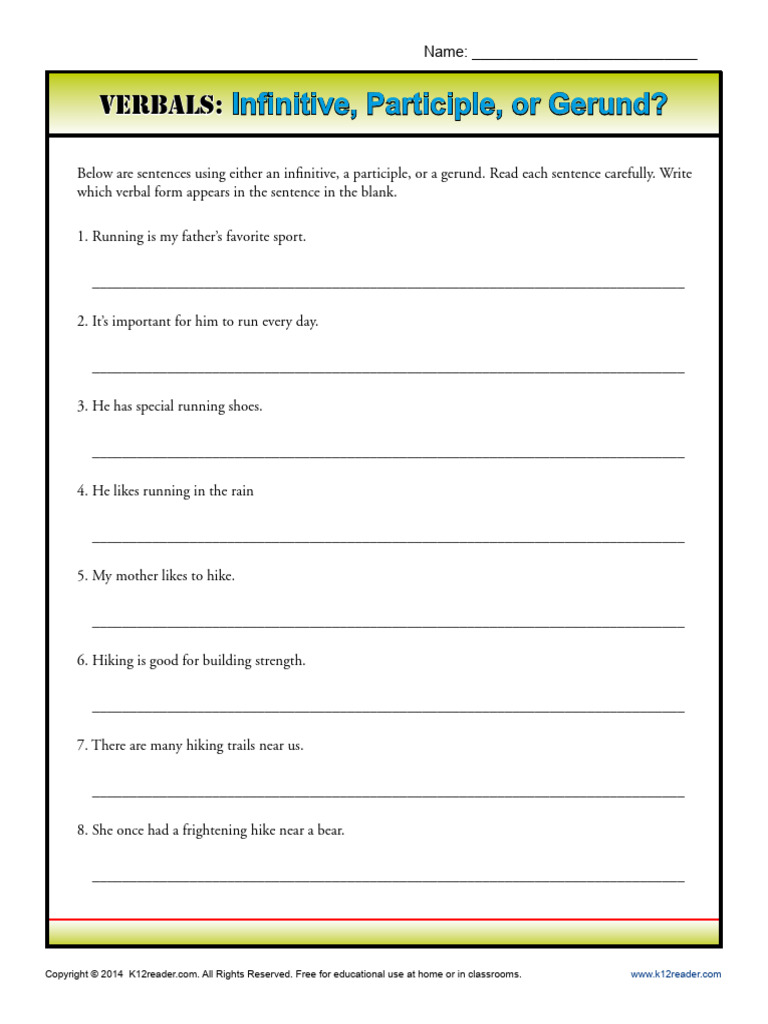 Verbals Infinitive Participle or Gerund | PDF
