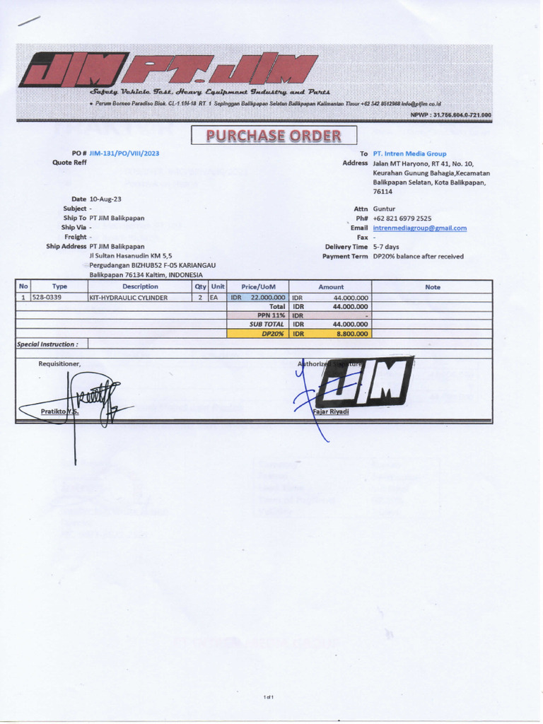 Purchase Order | PDF