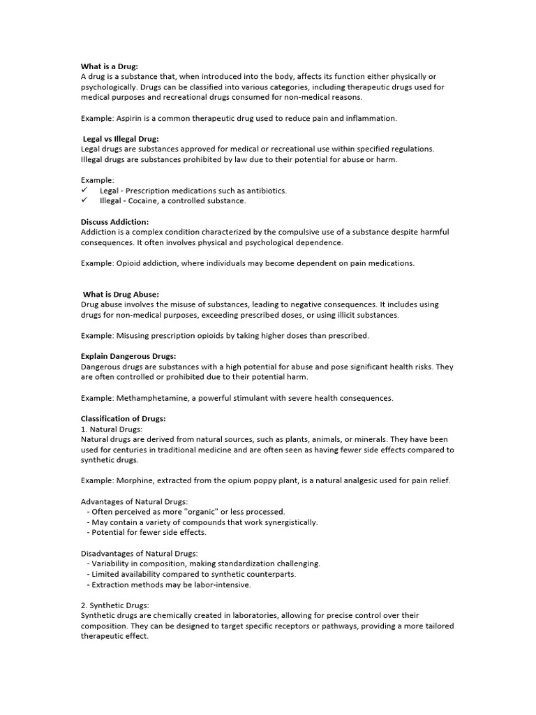 Additional Notes | PDF | Substance Abuse | Drugs