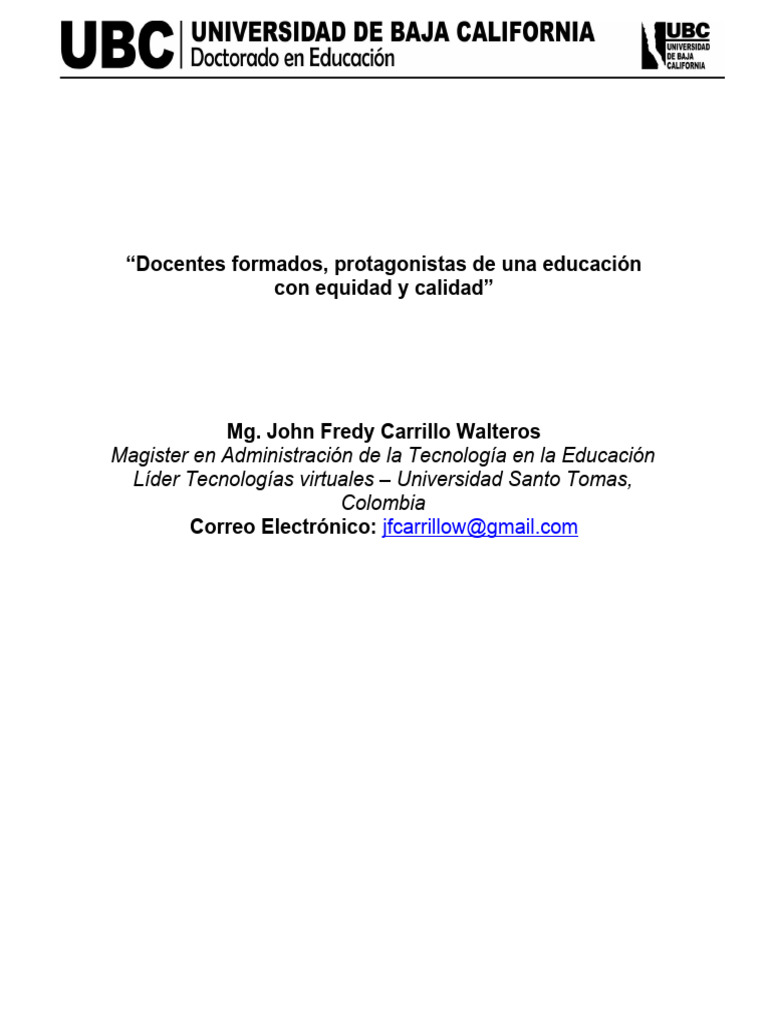 Act Final JOHN F CARRILLO Equidad Calidad | PDF | Maestros | Enseñando