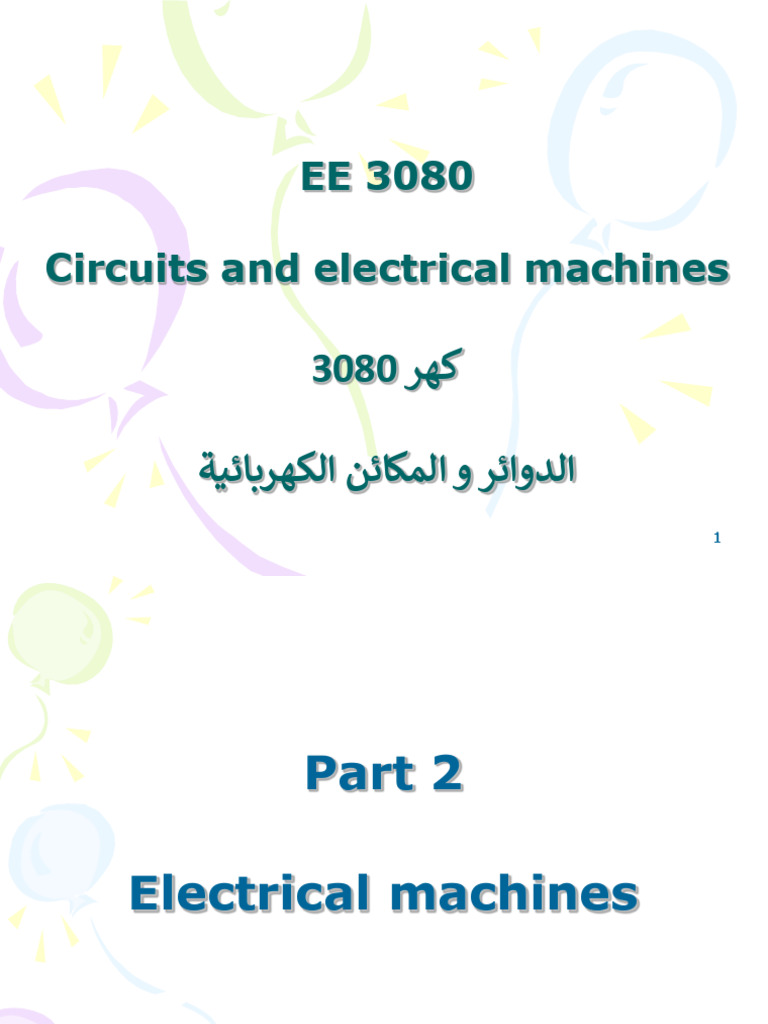 EE3080 Part 2 Electrical Machines | PDF | Transformer | Inductor