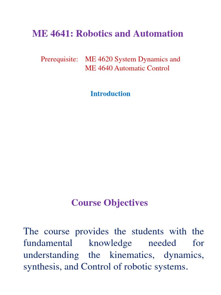 Robotics Fundamentals Overview | PDF | Robot | Robotics