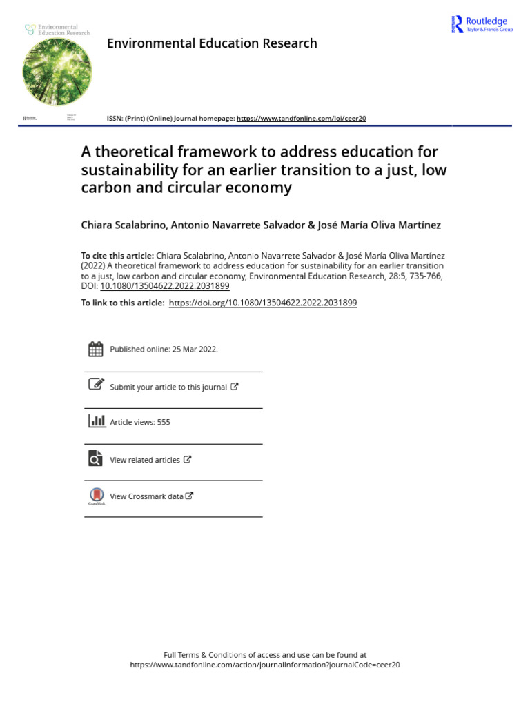 A Theoretical Framework To Address Education For Sustainability For An ...