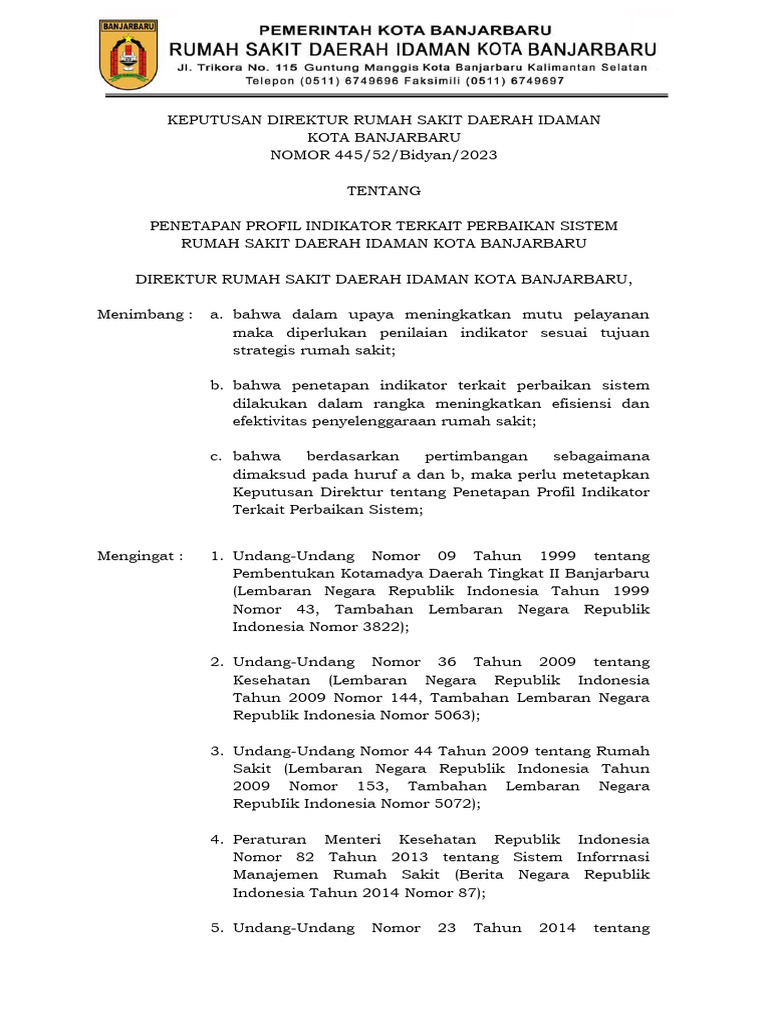 SK Profil Indikator Terkait Perbaikan Sistem | PDF | Pengelolaan ...