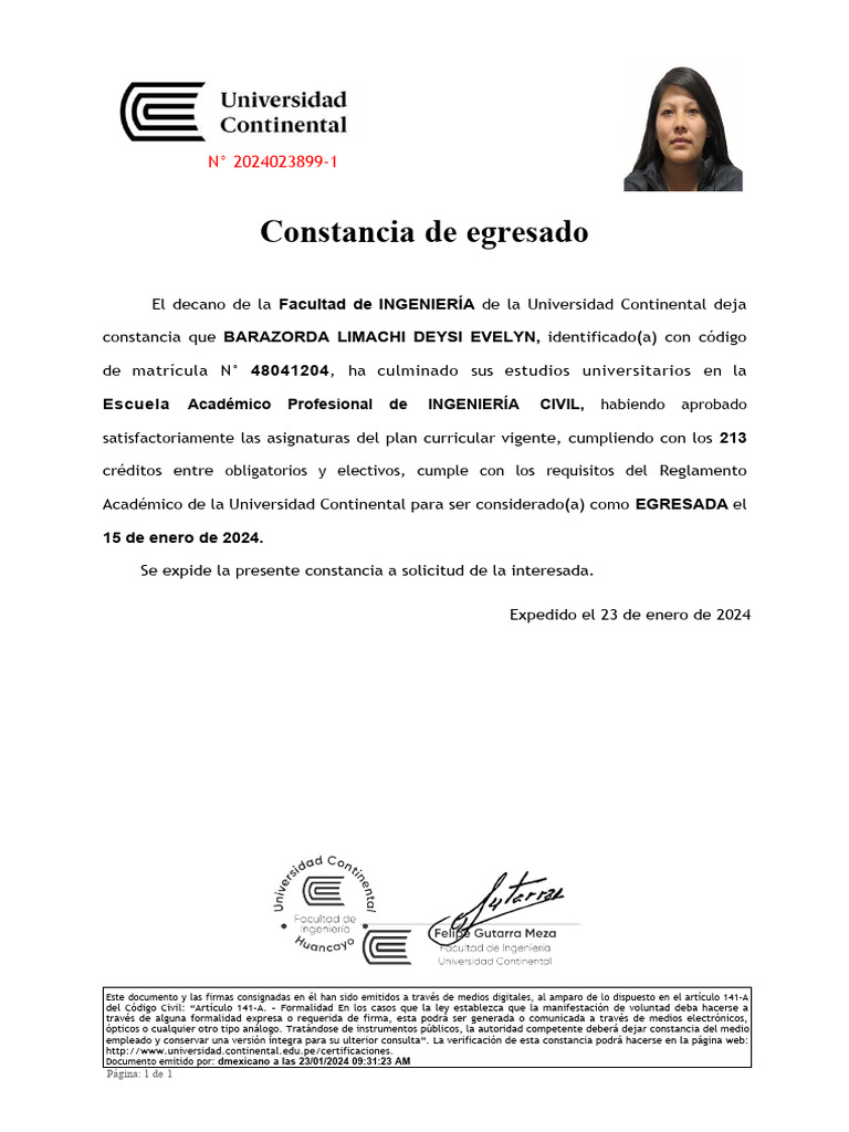 Constancia de Egresado | PDF