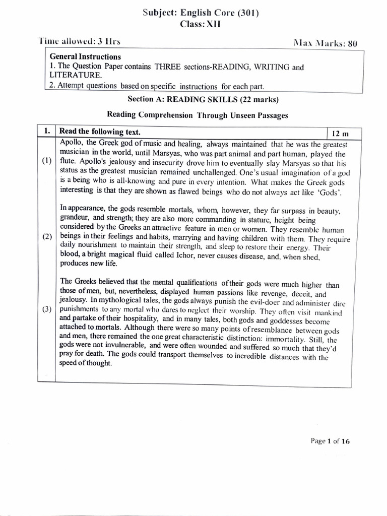 Std 12 English | PDF