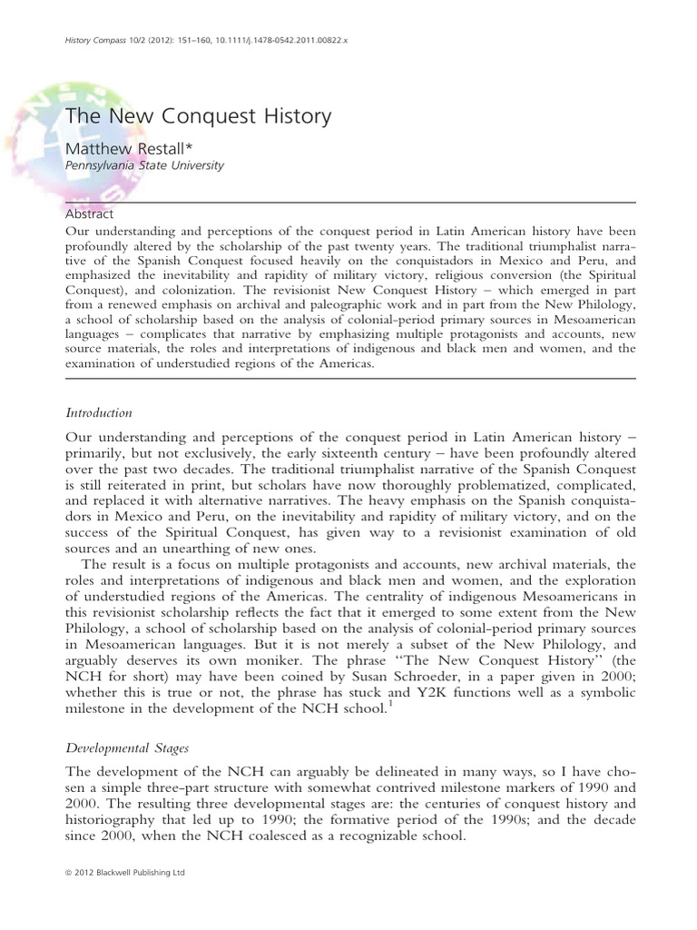 The New Conquest History Restall 2012 | PDF | Spanish Colonization Of ...