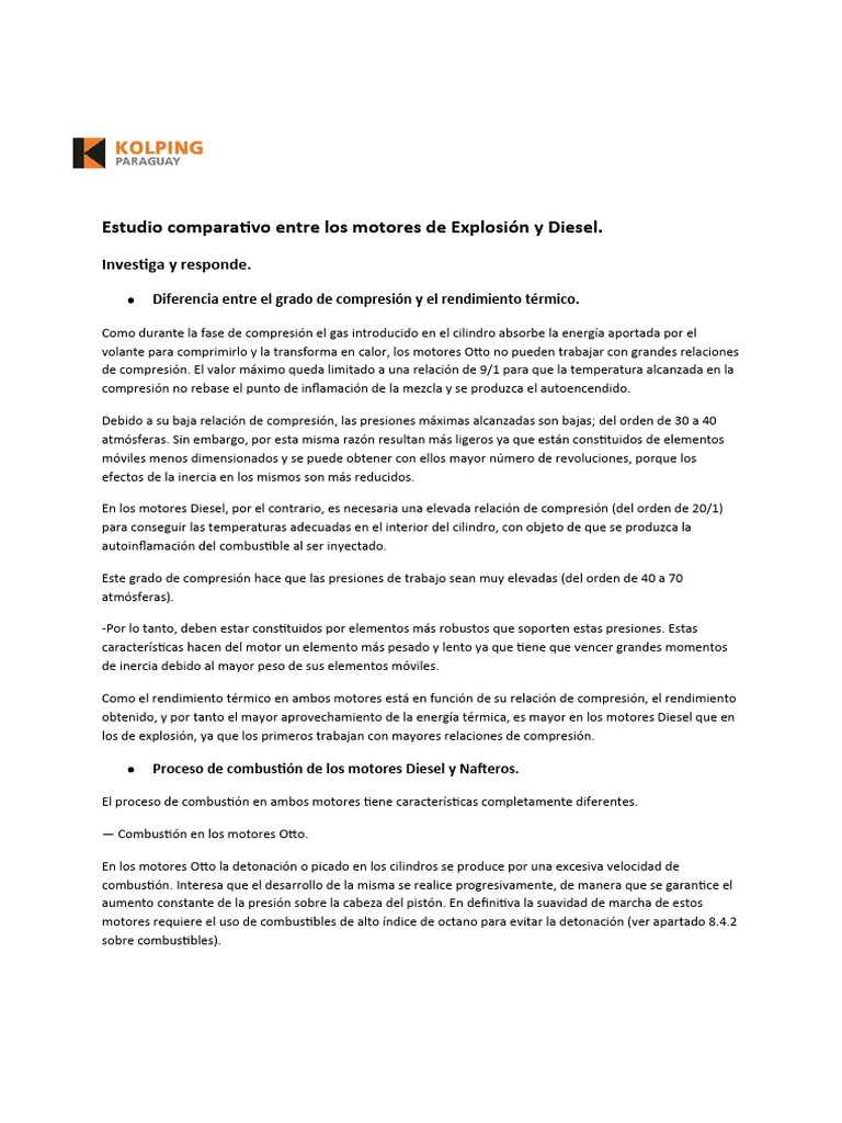 Estudio Comparativo Entre Los Motores de Explosión y Diesel. Marcelo ...