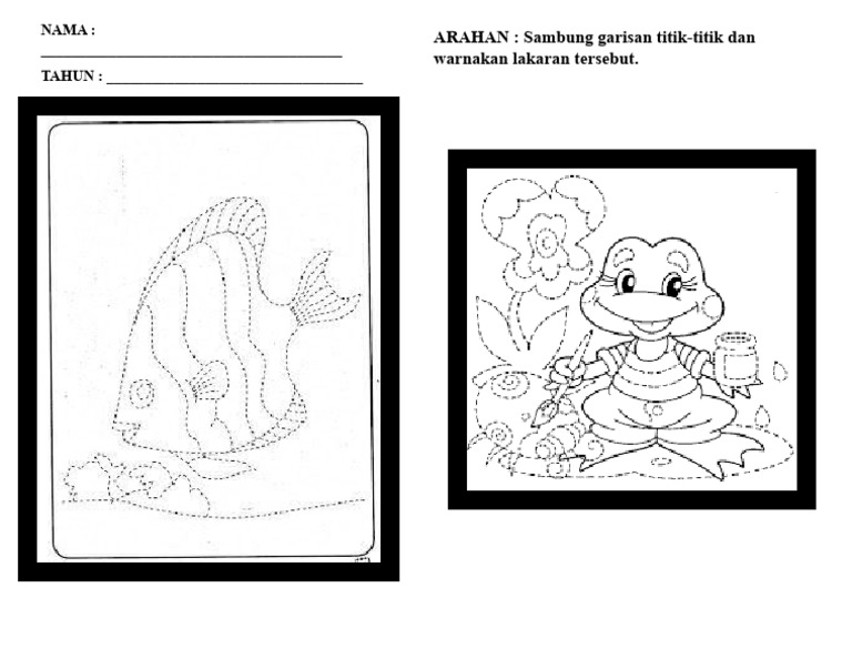 Sambung Garisan Titik-Titik dan Warnakan | PDF