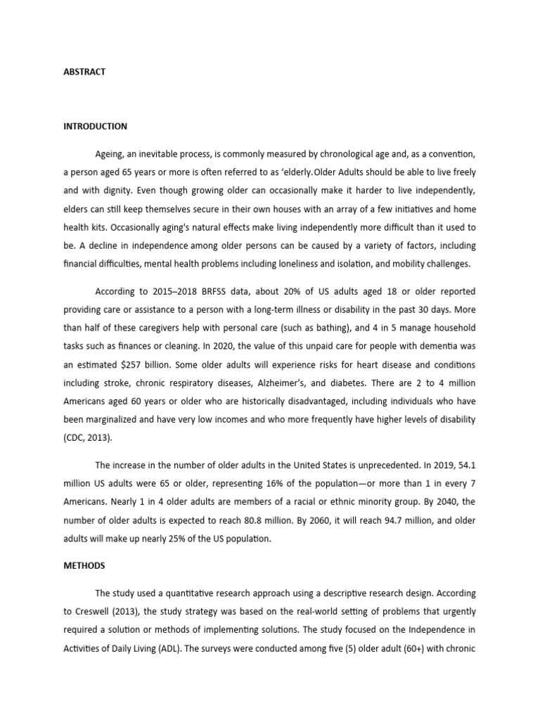 ADLs | PDF | Chronic Condition | Caregiver