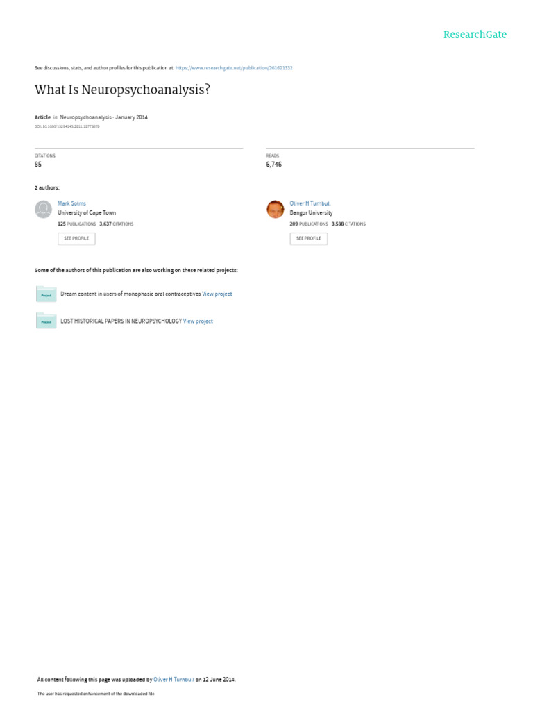 SOLMS TURNBULL 2014 What Is Neuropsychoanalysis | PDF