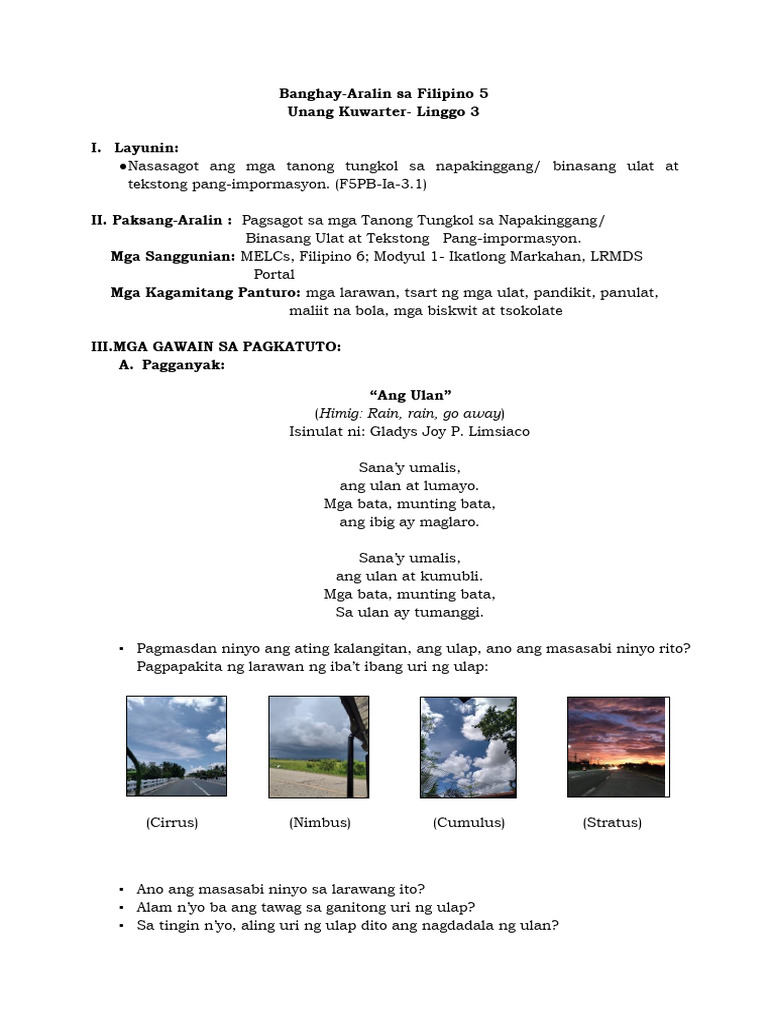 Filipino 5 Q1 W3 | PDF