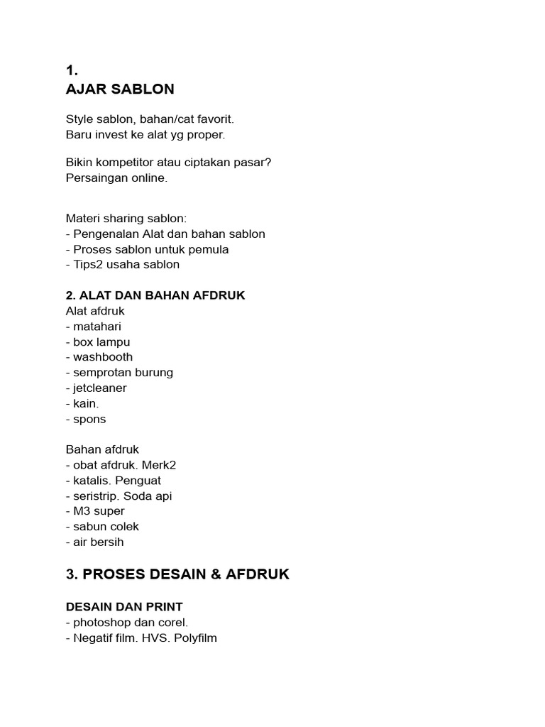 Materi Praktek Sablon | PDF