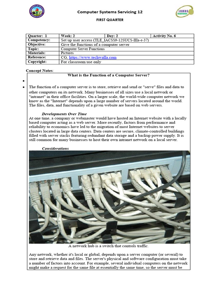 Tle-12 q1 Las Css Wk2day2 | PDF | Technology & Engineering