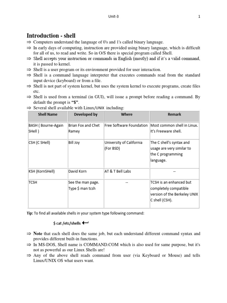 Unix 3 Pdf Command Line Interface Shell Computing 