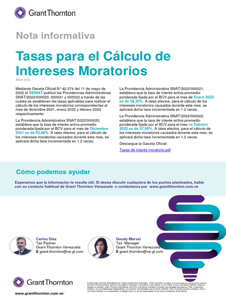 Nota Informativa Tasas para El Calculo de Intereses Moratorios | PDF ...