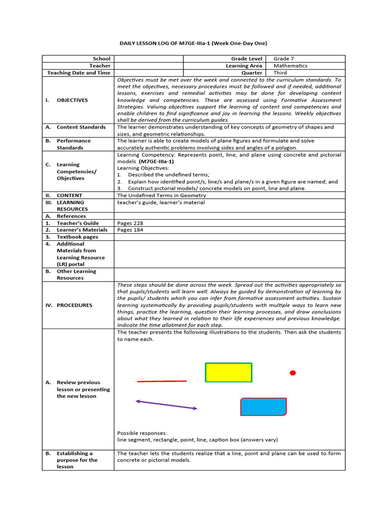 Geometry G7 Lesson Iii-Day 1 | PDF