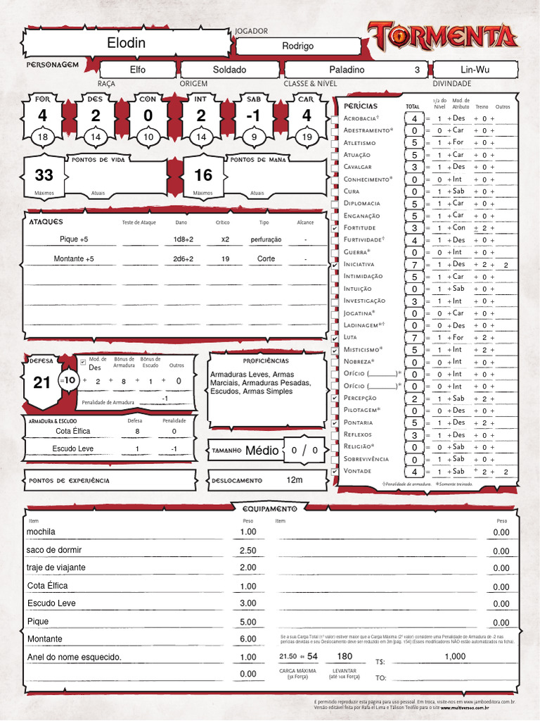 Ficha Elodin-1 | PDF