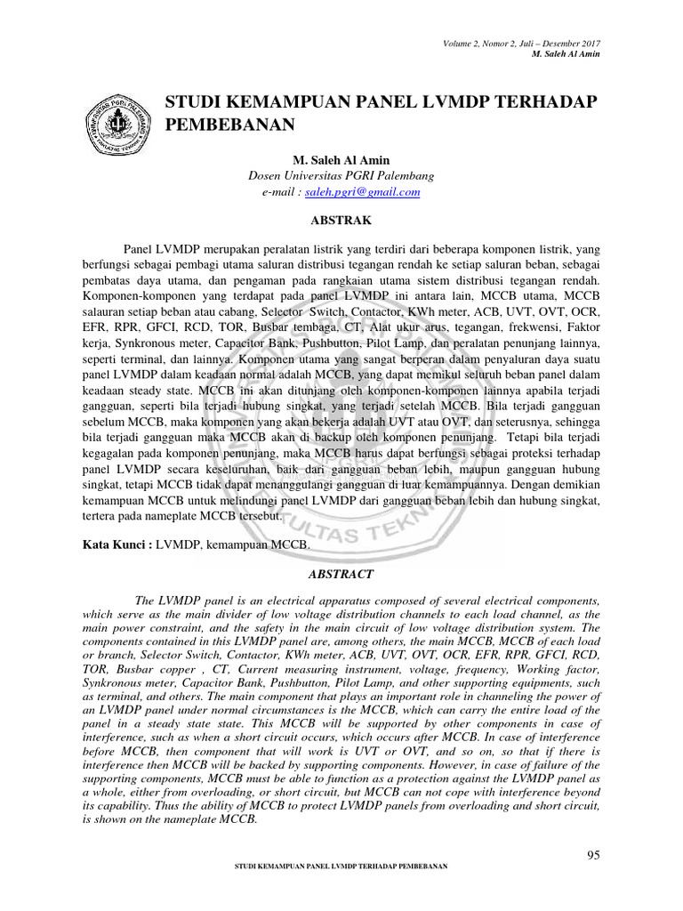 Kemampuan MCCB pada Panel LVMDP | PDF