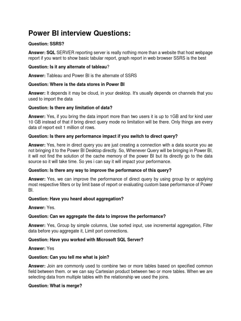 Power BI Questions and Answers | PDF