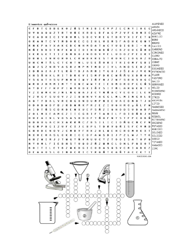 Sopa de Letras Elementos Quimicos | PDF