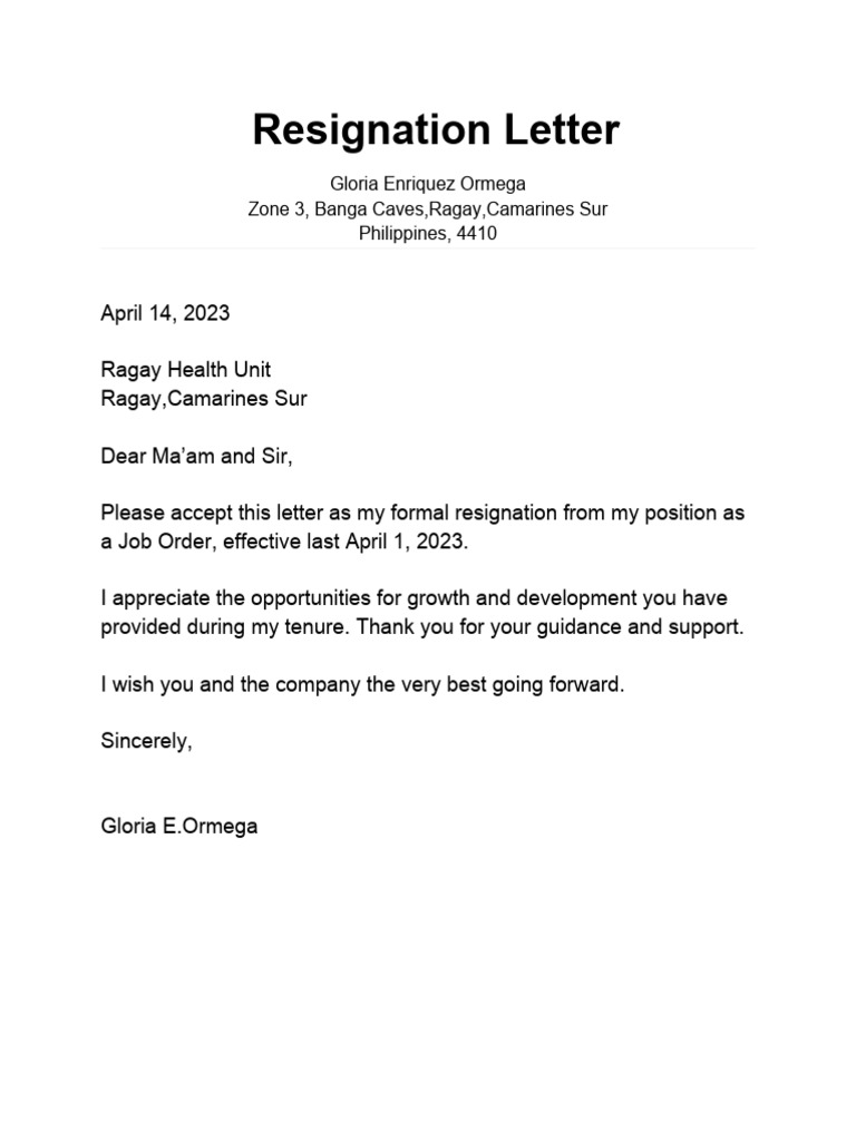 Resignation Letter Template | PDF | Career & Growth | Wellness