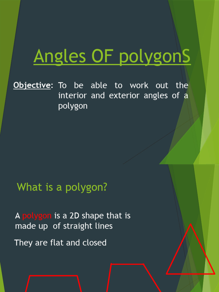 G7 Math Q3 - Week 6 - Angles of Interior and Exterior of A Polygons | PDF | Triangle | Polygon