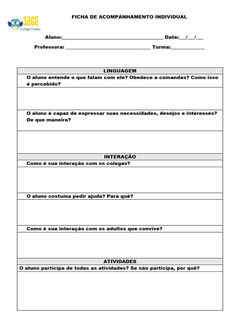 Aee-Ficha de Acompanhamento Individual | PDF