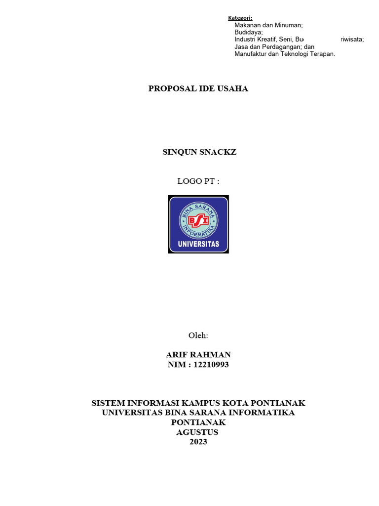 Contoh Proposal Ide Usaha | PDF