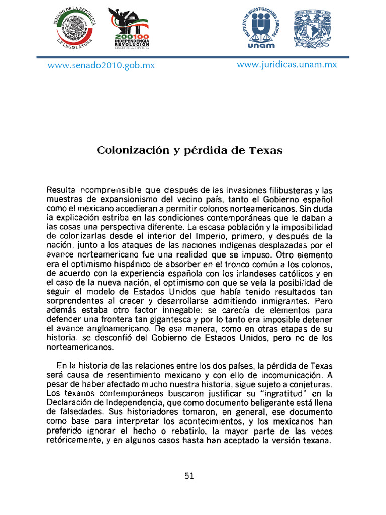 Colonización y Perdida de Texas | PDF | Historia