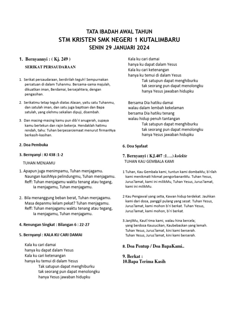 Tata Ibadah STM Kristen SMK N1 Kutalimbaru | PDF