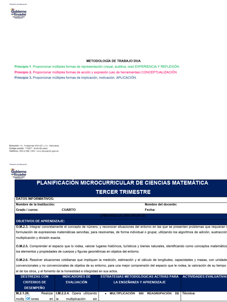 Matemática - 3er - Trimestre 4to Grado | PDF | Multiplicación | Aprendizaje