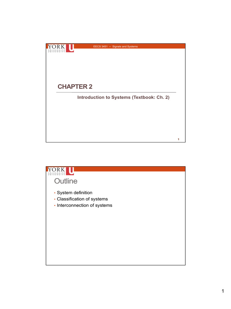 EECS3451 Chapter2 | PDF | Nonlinear System | Telecommunications Engineering
