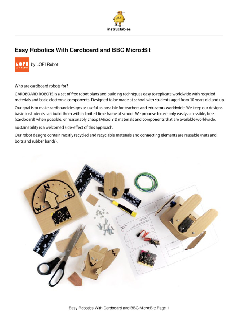 Easy Robotics With Cardboard | PDF | Adhesive | Electrical Connector