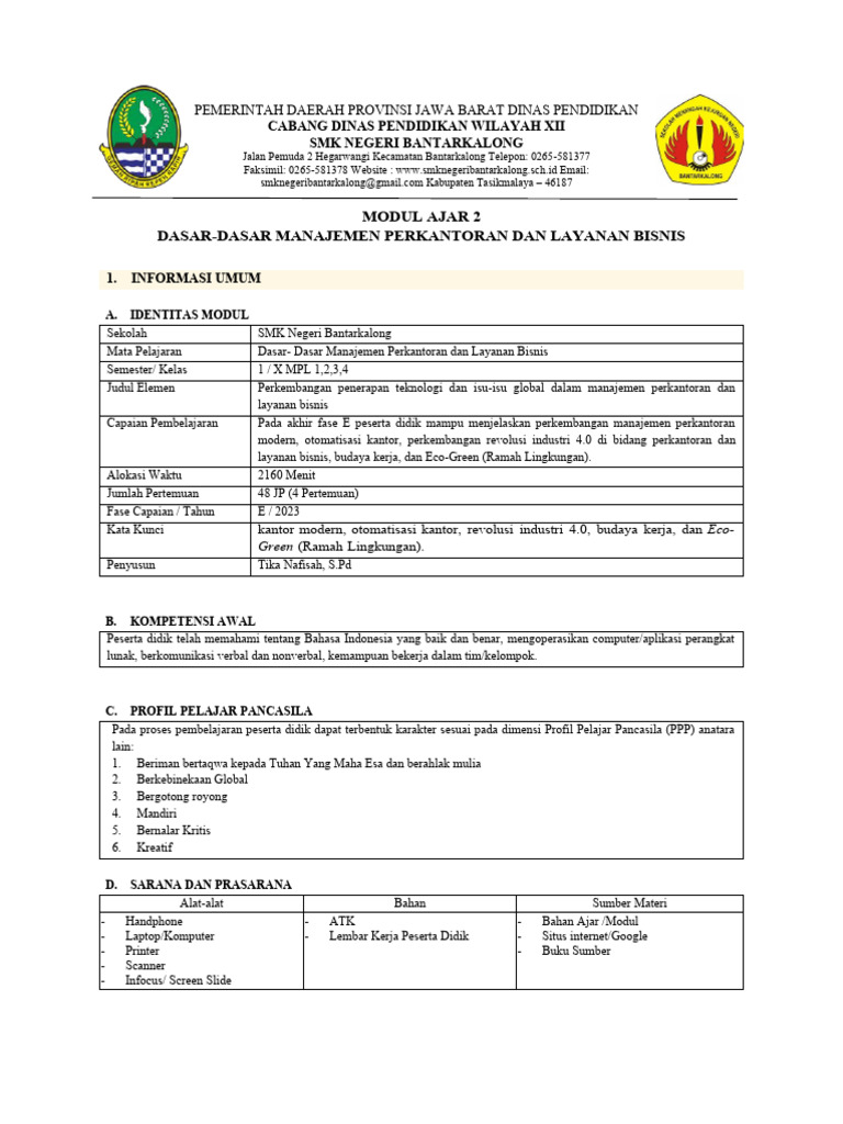 Modul Ajar Elemen 2 Dasar-Dasar Manajemen Perkantoran Dan Layanan ...