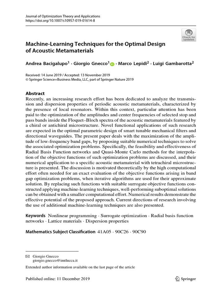 10.1007@s10957 019 01614 8 | PDF | Mathematical Optimization | Numerical Analysis
